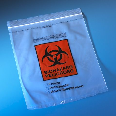Bag, Biohazard Specimen Transport, 6″ x 9″, Ziplock with Document Pouch ...
