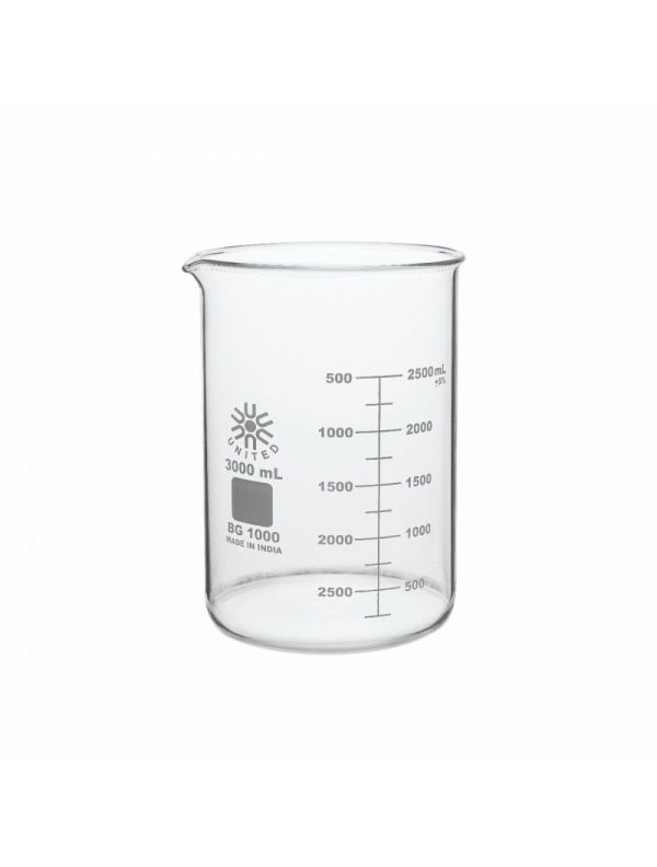 United Scientific™ BEAKERS, LOW FORM, BOROSILICATE GLASS, 3000ML, CASE ...